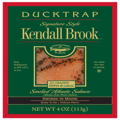 DUCK TRAP HOT SMOKED ATLANTIC SALMON PEPPER GARLIC, 4 oz