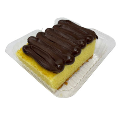 Golden Layer Cake Slice with Fudge Icing