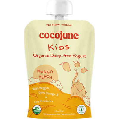 cocojune Kids Pouch - Peach Mango OG Dairy Free Yogurt - Gourmet