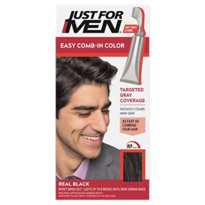 Just For Men Easy Comb-In Color A-55 Real Black Haircolor Kit - The ...