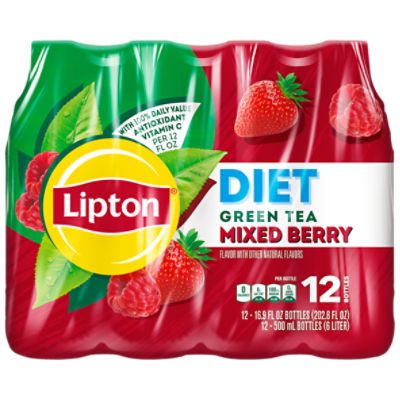 Lipton Diet Green Tea, Mixed Berry, 16.9 Fl Oz, 12 Count - ShopRite
