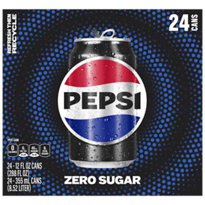 Pepsi Zero Sugar Soda Cola 12 Fl Oz 24 Count The Fresh Grocer