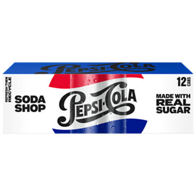 Pepsi Real Sugar Soda, Cola, 12 Fl Oz, 12 Count