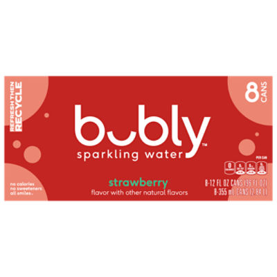 Bubly Strawberry Sparkling Water, 12 fl oz, 8 count - The Fresh Grocer
