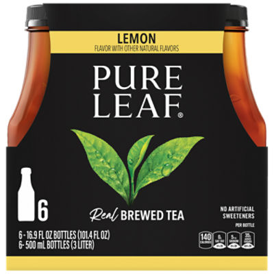 Pure Leaf Lemon Real Brewed Tea, 16.9 fl oz, 6 count