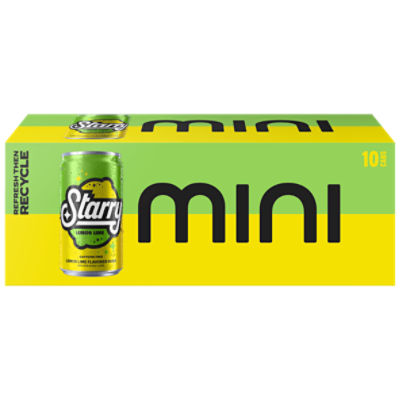 Starry Mini Lemon Lime Flavored Soda, 7.5 fl oz, 10 count