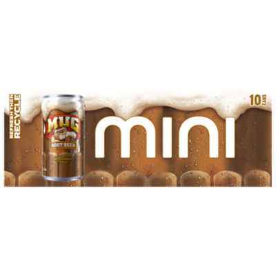 Mug Root Beer Mini Cans Soda, 7.5 fl oz, 10 count
