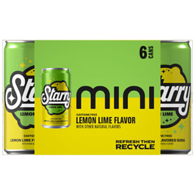 Starry Mini Soda, Lemon Lime, 7.5 Fl Oz, 6 Count - Price Rite