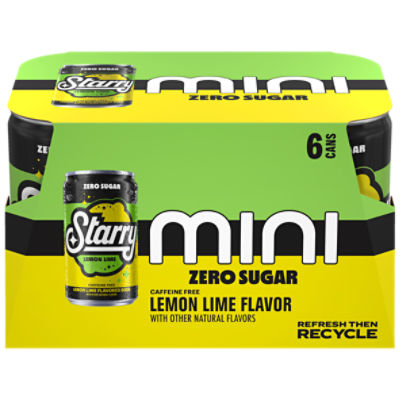 Starry Zero Sugar Mini Soda Lemon Lime 7.5 Fl Oz 6 Count, Paperboard ...