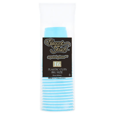 Elegant Touch Crystal-Glaze 18 oz Caribbean Blue Plastic Cups Big Size ...