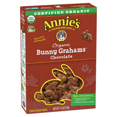 Annie's Homegrown Bunny Grahams Organic Chocolate, Baked Graham Snacks