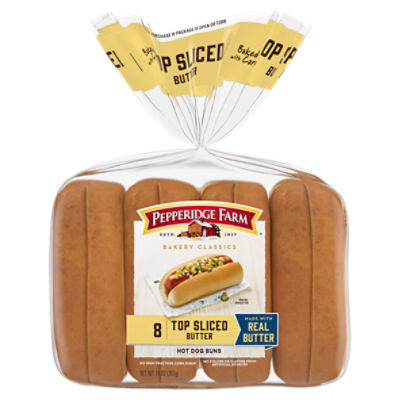 Pepperidge Farm Butter Hot Dog Buns, Top Sliced, 8-Pack Bag