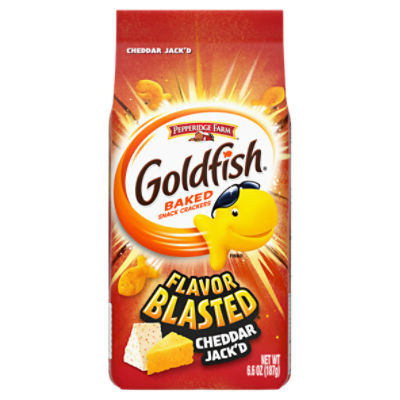 Goldfish Flavor Blasted Cheddar Jack'd Crackers, Snack Crackers, 6.6 oz ...