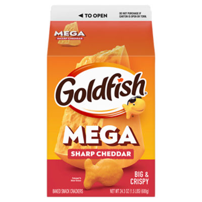 Goldfish Mega Bites, Sharp Cheddar Crackers, 24.3 Oz Carton - ShopRite