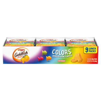 Goldfish Colors Cheddar Crackers, Snack Pack, 0.9 oz, 9 CT Multi-Pack ...