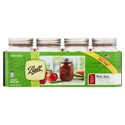 Ball Regular Mouth Pint Mason Jars 16 Oz 12 Count