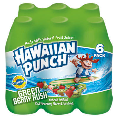 Hawaiian Punch Green Berry Rush Juice Drink, 6 count