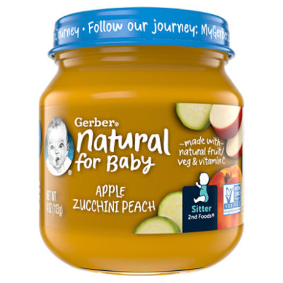 Gerber 2nd Foods Apple Zucchini Peach Baby Food, Sitter, 4 oz