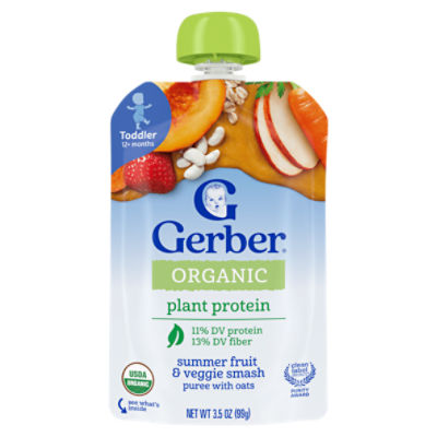 Gerber Plant-Tastic Summer Fruit & Veggie Smash with Oats Baby Foods ...