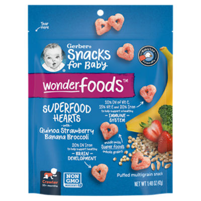 GERBER WF SuperFood Hearts Quinoa Apple Strw Broccoli 4x1.48 oz