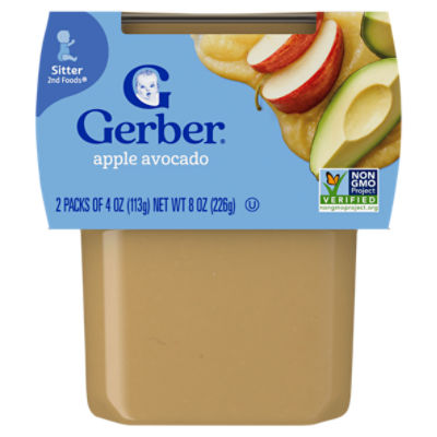 Gerber 2nd Foods Apple Avocado Baby Food, Sitter, 4 oz, 2 count - The ...