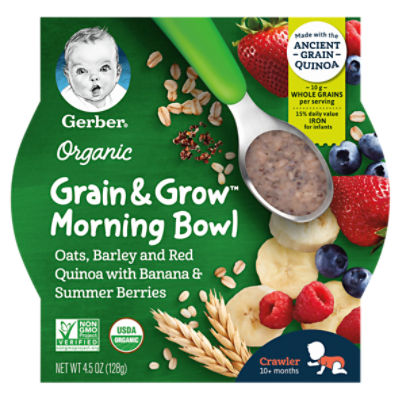 Gerber Grain & Grow Organic Morning Bowl Baby Food, Crawler, 10+ Months ...