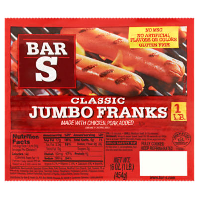 Bar-S Classic Jumbo Franks, 8 count, 16 oz - Price Rite