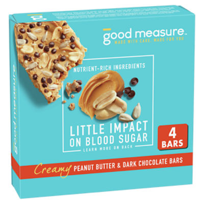 Good Measure Creamy Peanut Butter & Dark Chocolate Bars, 1.41 oz, 4 ...