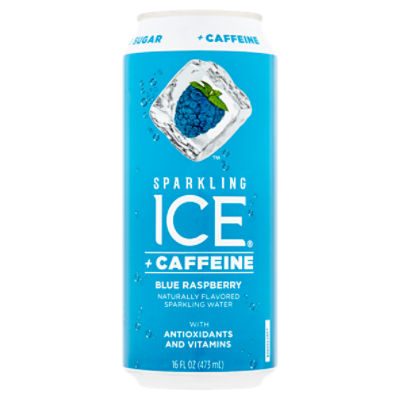 Sparkling Ice + Caffeine Blue Raspberry Naturally Flavored Sparkling ...