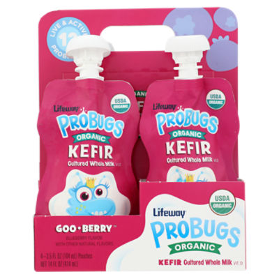 Lifeway Probugs Organic Goo Berry Kefir, 3.5 fl oz, 4 count