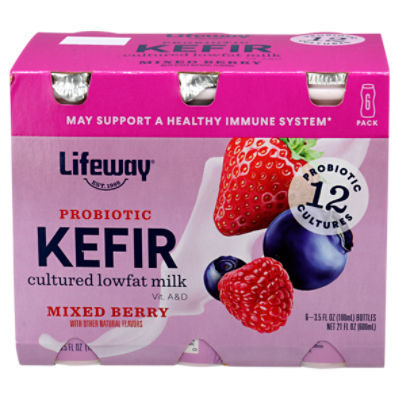 Lifeway Probiotic Mixed Berry Kefir, 3.5 fl oz, 6 count - ShopRite