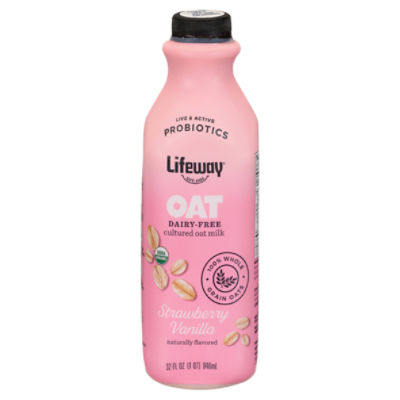 Lifeway Dairy-Free Strawberry Vanilla Cultured Oat Milk, 32 fl oz