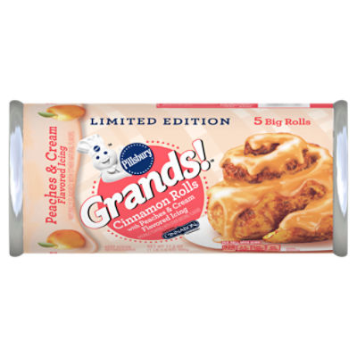 Pillsbury Grands! Cinnamon Rolls with Peaches & Cream Flavored Icing, 5 ...