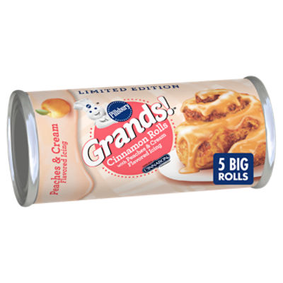 Pillsbury Grands! Cinnamon Rolls with Peaches & Cream Flavored Icing, 5 ...