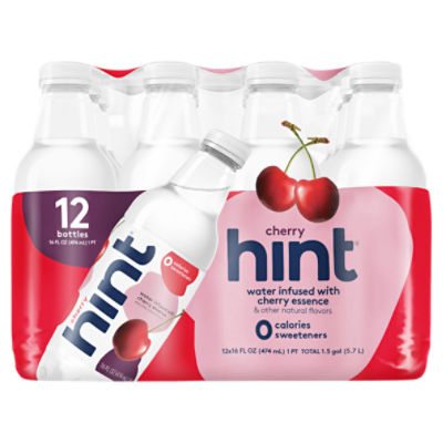Hint Water Infused with Cherry Essence, 16 fl oz, 12 count - ShopRite