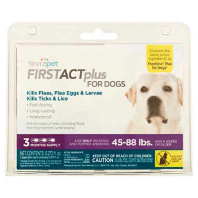 Tevrapet FirstAct Plus Flea Treatment for Dogs, 0.091 fl oz, 3 count ...