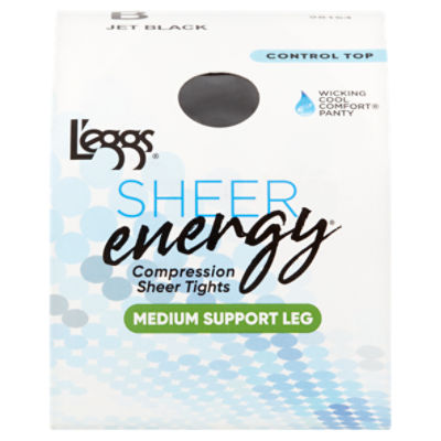 L'eggs Sheer Energy Jet Black Medium Support Leg Compression Sheer ...
