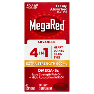 Schiff MegaRed Advanced 4in1 Extra Strength Omega-3s Softgels, 900 mg ...