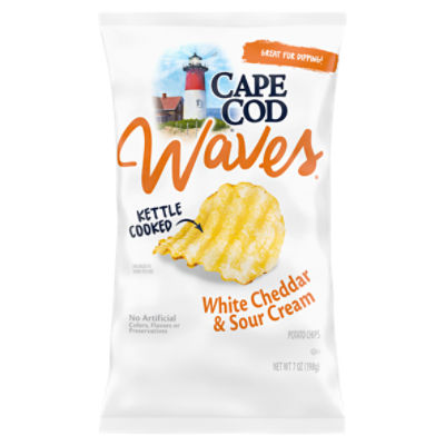 Cape Cod Waves Potato Chips, Wavy Cut White Cheddar & Sour Cream Kettle ...