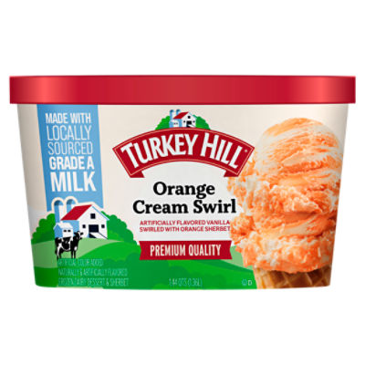 TURKEY HILL Orange Cream Swirl Frozen Dairy Dessert & Sherbet Ice Cream ...