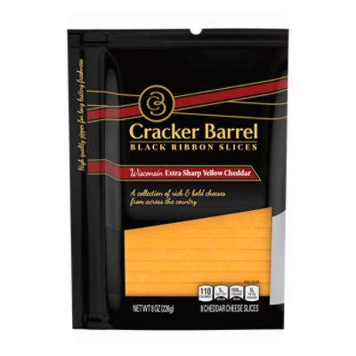 Cracker Barrel Wisconsin Extra Sharp Yellow Cheddar Cheese Slices, 8 ...