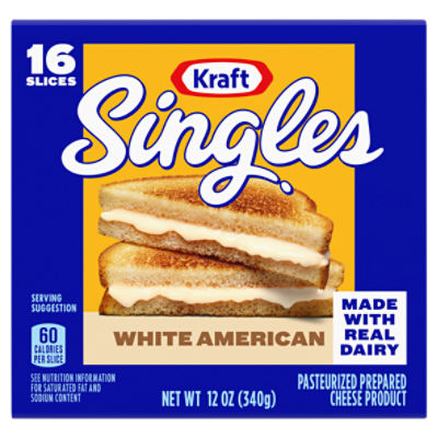 Kraft Singles White American Prepared Cheese Slices, 16 count, 12 oz