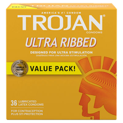 Trojan Ultra Ribbed Lubricated Latex Condoms Value Pack!, 36 count ...