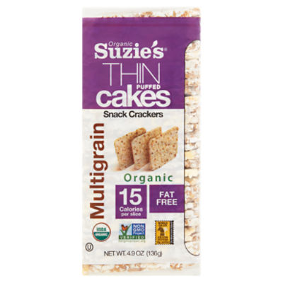 Suzie's Organic Multigrain Thin Puffed Cakes Snack Crackers, 4.9 oz ...