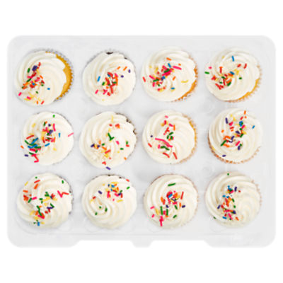 12 Pack Yellow & Chocolate Cupcakes With Vanilla Icing - ShopRite