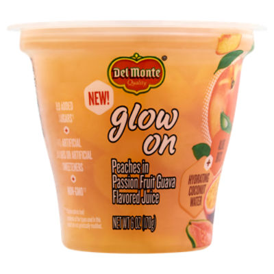 Del Monte Glow On Peaches in Passion Fruit Guava Flavored Juice, 6 oz ...