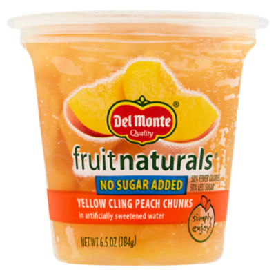 Del Monte Fruit Naturals No Sugar Added Yellow Cling Peach Chunks, 6.5 ...