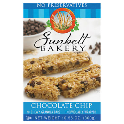 Sunbelt Bakery Chocolate Chip Chewy Granola Bars, 10 count, 10.56 oz ...