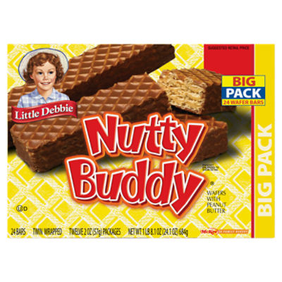 Little Debbie Nutty Buddy Big Pack Wafer Bars with Peanut Butter 24 ea