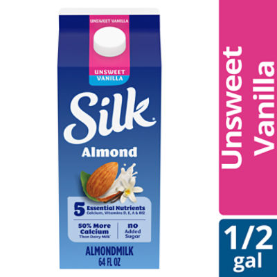 Silk Almond Milk, Unsweet Vanilla, Dairy Free, Gluten Free, 64 FL ounce ...